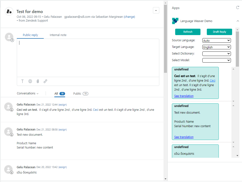 Language Weaver Translation App Integration with Zendesk Support
