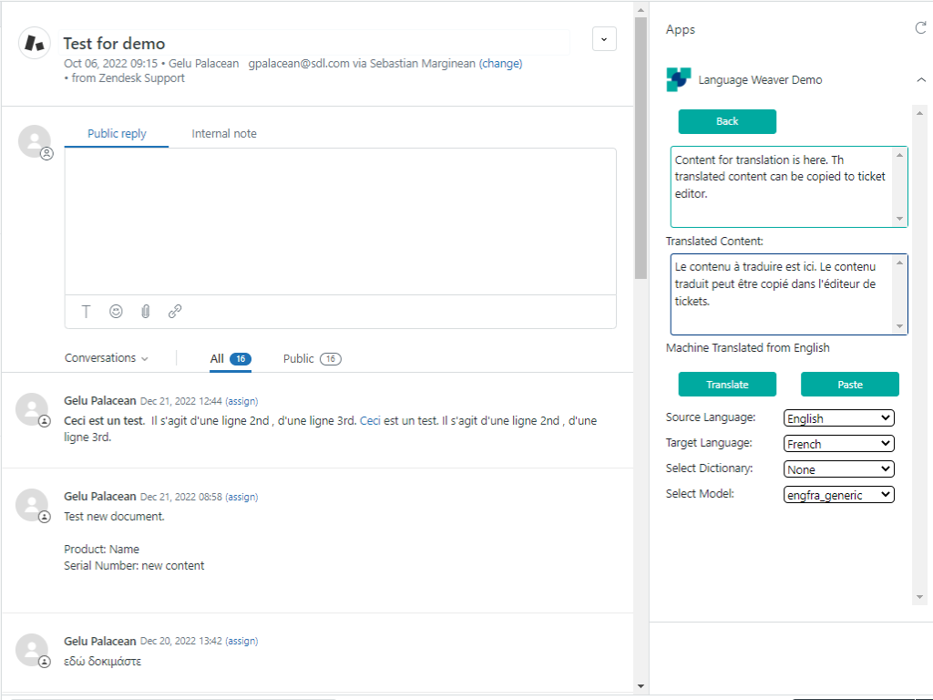 Language Weaver Translation App Integration with Zendesk Support